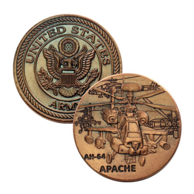 US Military Army AH-64 Apache - Bronze Challenge Coin airman ...