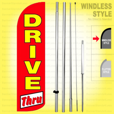 DRIVE THRU - Windless Swooper Flag Kit 15' Tall Feather Banner Sign rq ...
