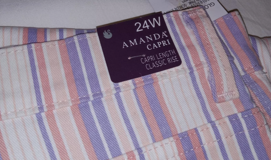 Gloria Vanderbilt Capris 24W Amanda Ribbon Pink Screen Stripe Capri ...