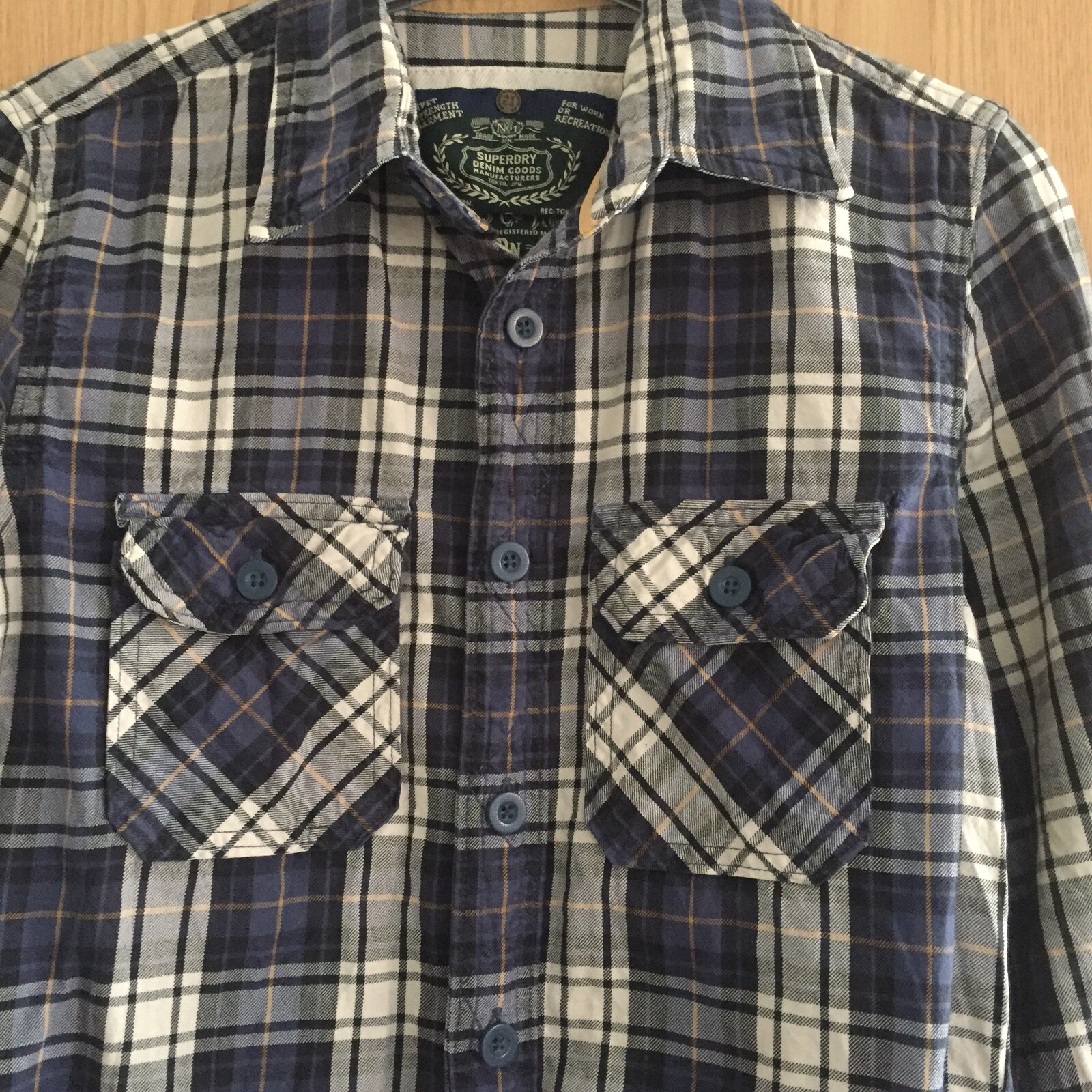 Superdry Mens Blue Check Plaid Tartan Shirt Size Small Chest 36" | eBay UK