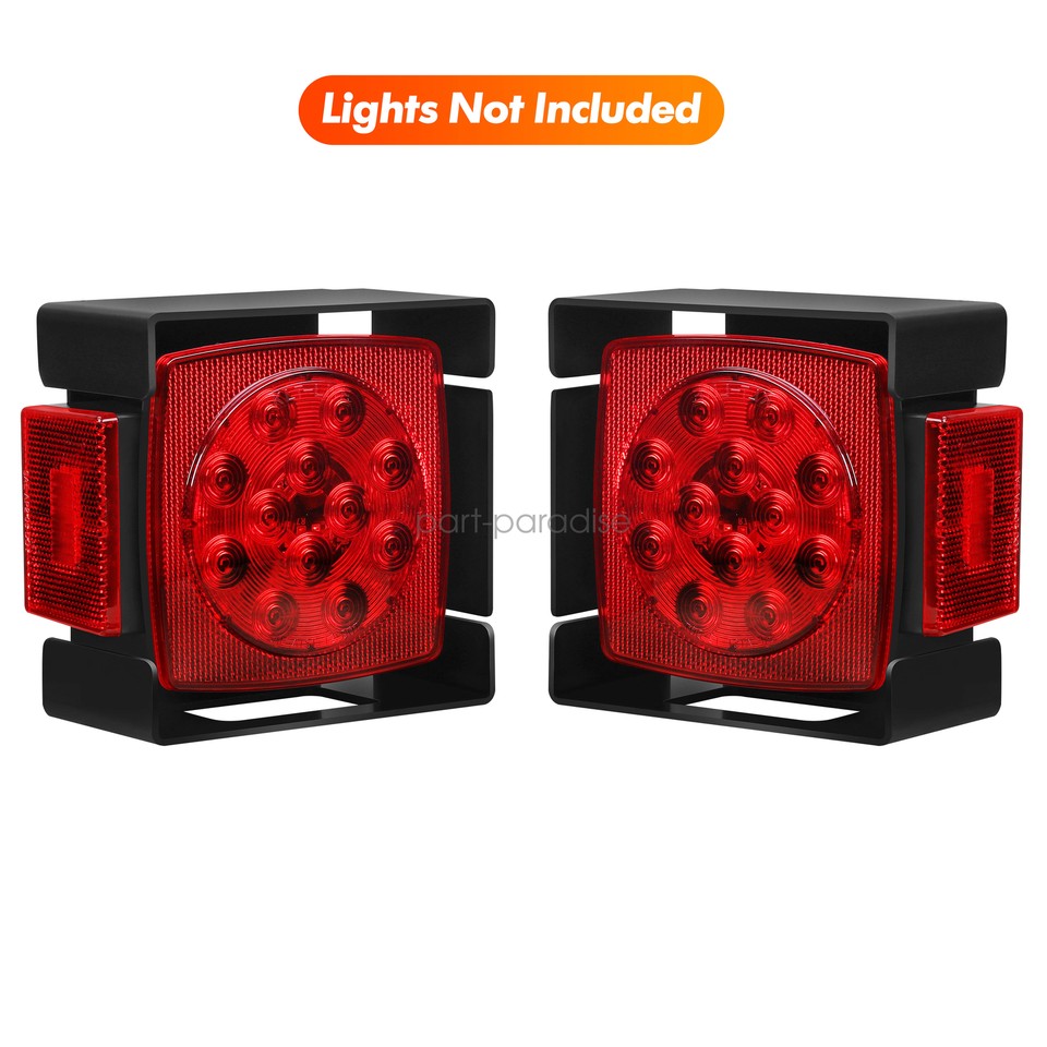 Pair of Steel Tail Brake Light Guard Square Mount Box Trailer Truck ...