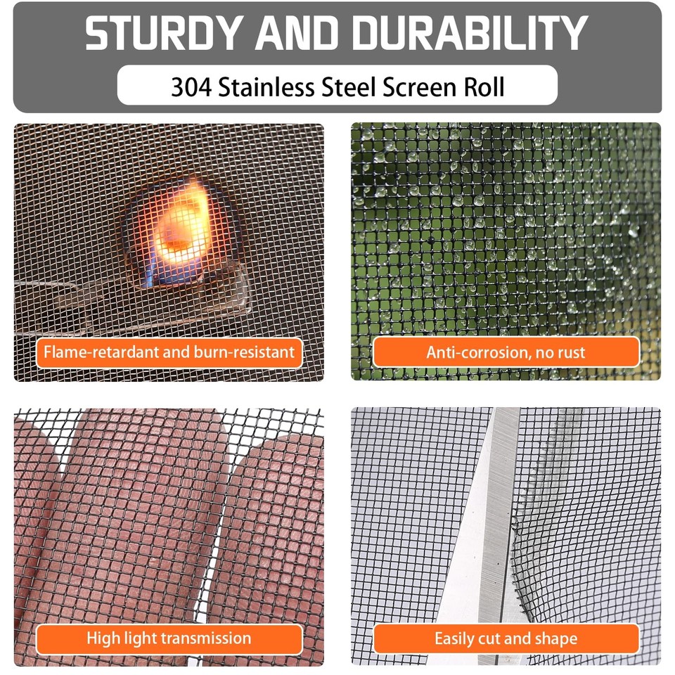 304 Black Stainless Steel Robust & Shielding Window Screen Replacement ...