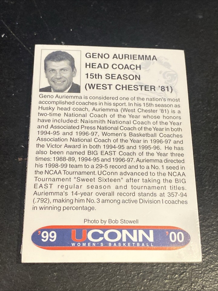 1999-00 UConn Huskies Womens Basketball Team Set Sue Bird, Swin Cash ...