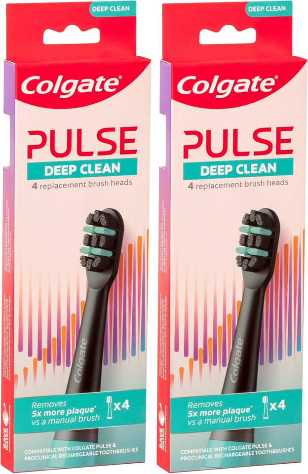 Colgate Pulse Deep Clean Electric Toothbrush Replacement Heads 8 Pack ...