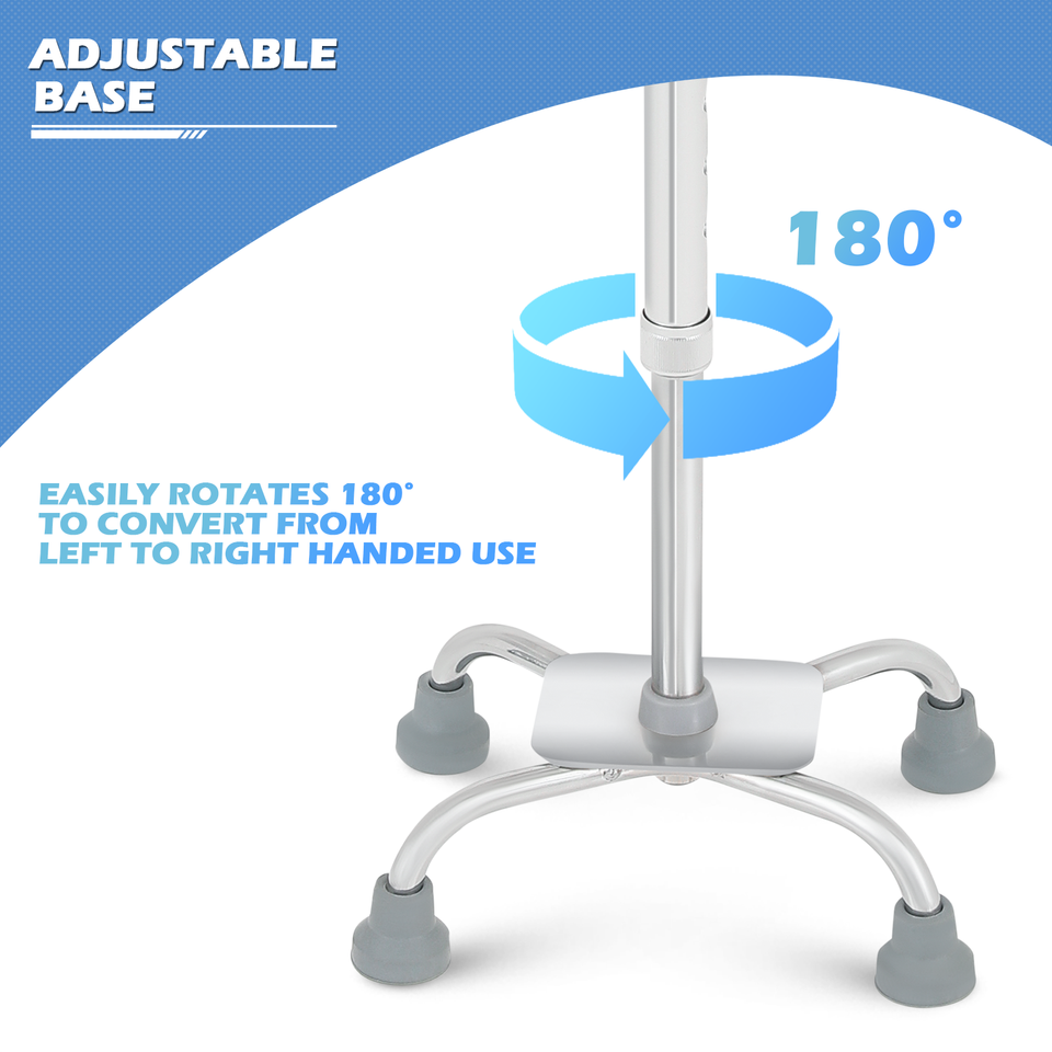 Quad Cane [ALUMINUM] Walking Cane Adjustable Height Non Slip 4-Prong ...