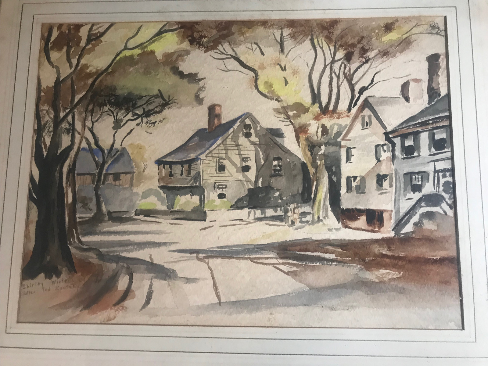 Shirley Winter 54 After Ted Kautzky "Street Scene" Watercolor Painting ...
