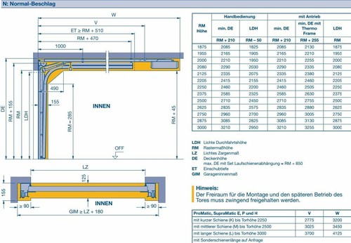 garagentor sektionaltor HOERMANN 4500 x 2125 und 2250 mm RAL7016 / 9016 ...