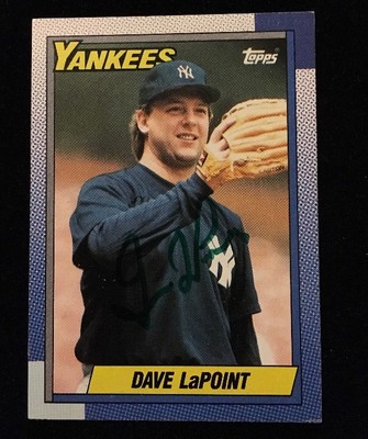 DAVE LAPOINT 1990 TOPPS Autograph Signed AUTO Baseball Card 186 YANKEES ...