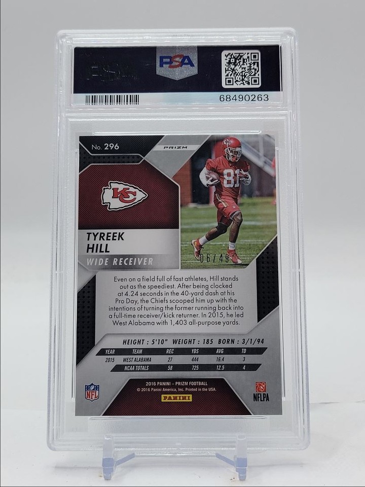 TYREEK HILL 2016 PANINI PRIZM GREEN POWER ROOKIE CHIEFS RC /49 PSA 8 ...