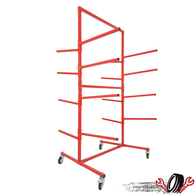 Adjustable Mobile Bumper Storage Rack Double Sided Standing Shelf Auto ...