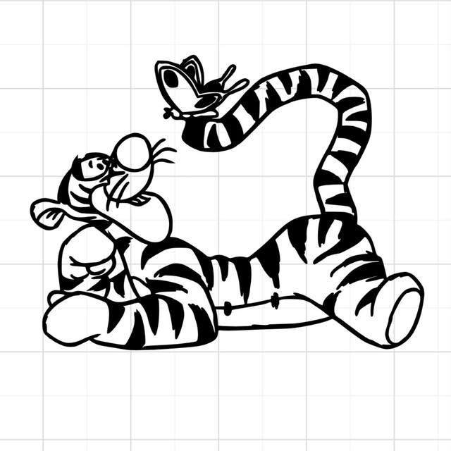 TIGGER & BUTTERFLIES Character Custom Auto/Car Vinyl Window Sticker ...