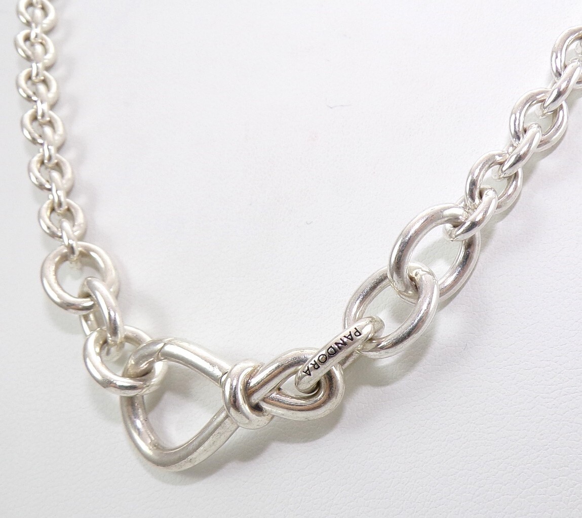 Pandora Sterling Silver Chunky Infinity Knot Necklace… - Gem
