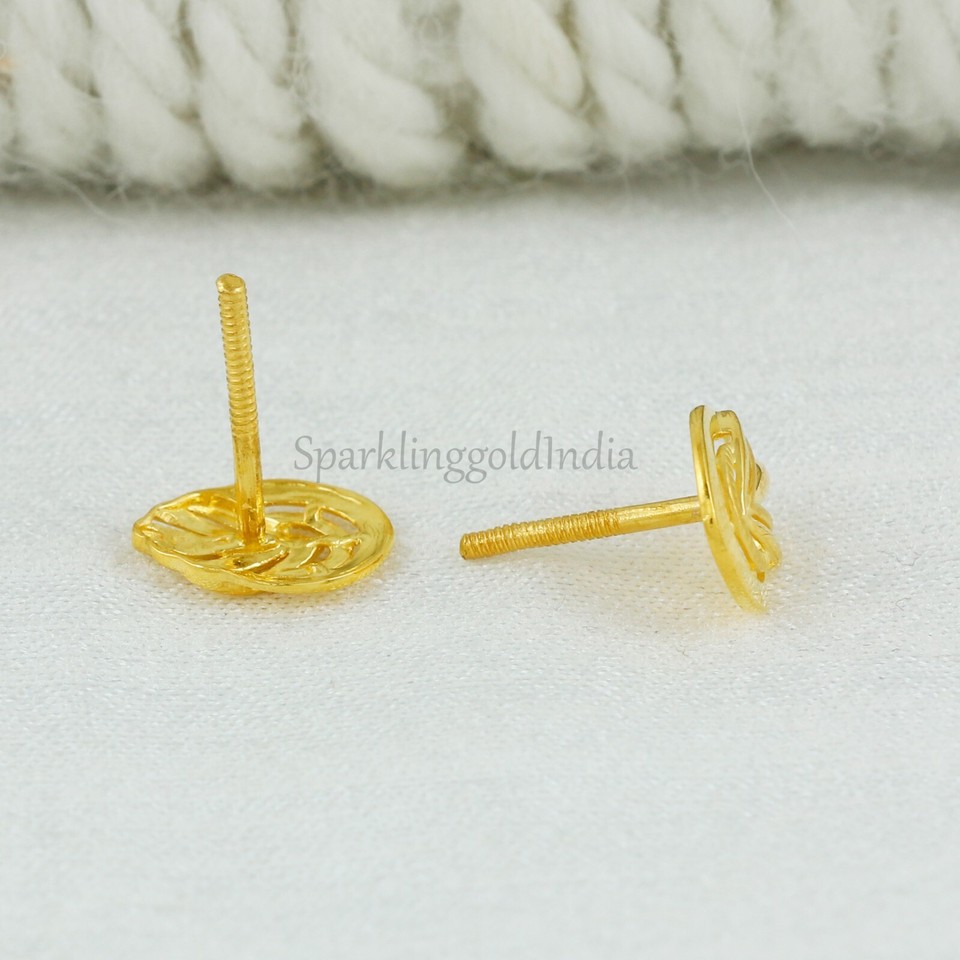 22k stud gold earring, 22k916 yellow gold stud earring, designer earring OOS3622 | eBay