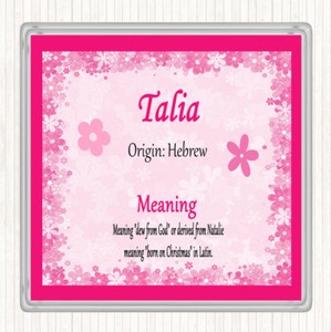Talia Name Meaning Drinks Mat Coaster Pink | eBay