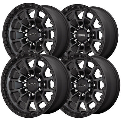 (Set of 4) KMC KM718 Summit 17x8.5 5x5" +0mm Black/Gray Wheels Rims 17 ...