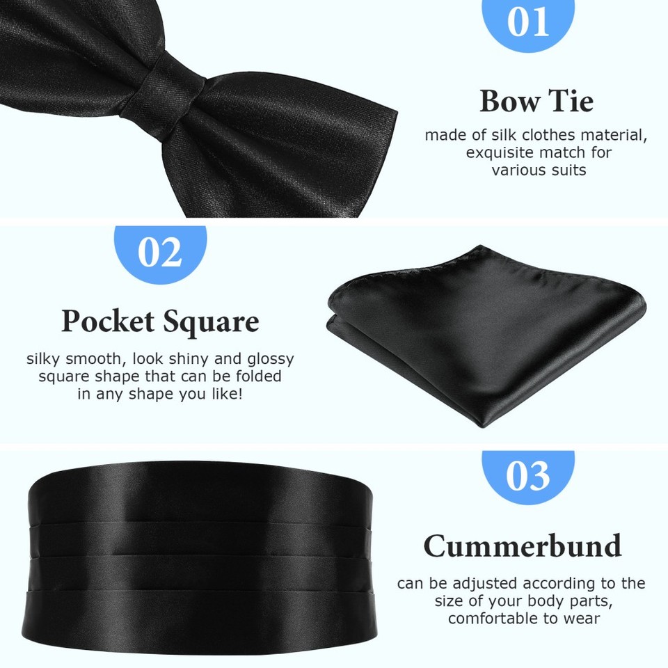 Men's Girdle Suit Tuxedo Bow Tie Set Miss Gentlemen Accessories Cummerbund with | eBay