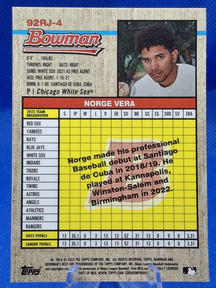 2023 Bowman's Best 1992 Bowman By Randy Johnson Norge Vera #92RJ-4 | eBay
