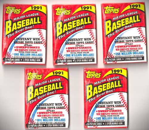 1991 Topps Baseball Wax Packs (5) Unopened Packs Total Of 75 Cards | eBay