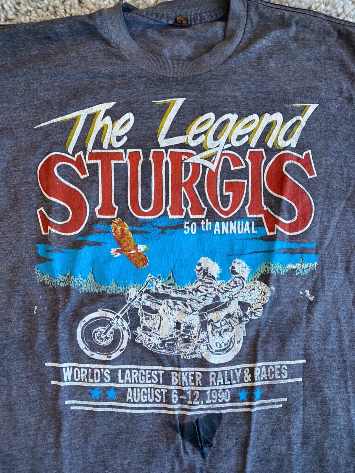 Vintage Sturgis Motorcycle Rally T shirt 1990 50th An… - Gem