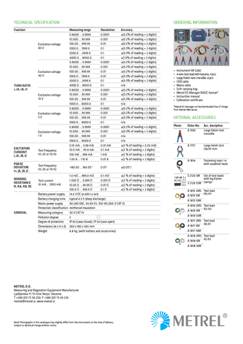 Metrel MI 3280 DT Transformer Analyzer Winding Resistance Tester & TTR ...