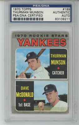 1970 Topps #189 Thurman Munson Signed Autograph RC POP 1 of 4 PSA/DNA ...