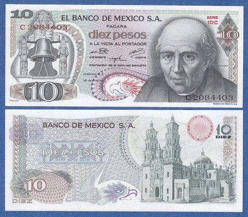 Mexico 10 Pesos P 63 g 1974 UNC 1DC Serie | eBay