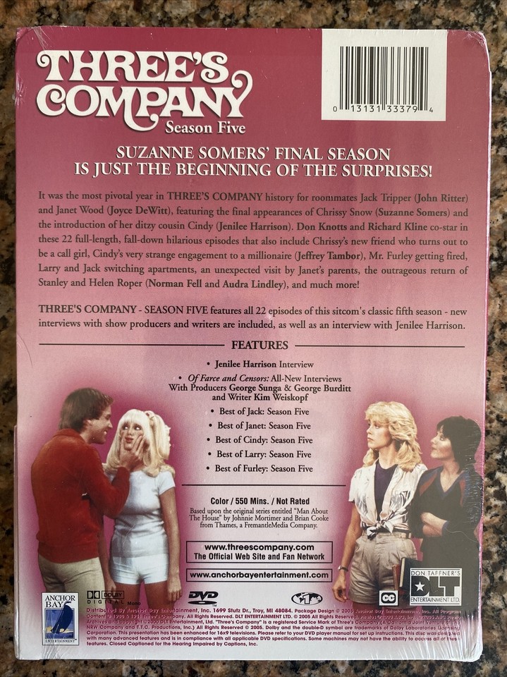 Three’s Company - Season Five 5 John Ritter Brand New 4 DVD Set Free ...