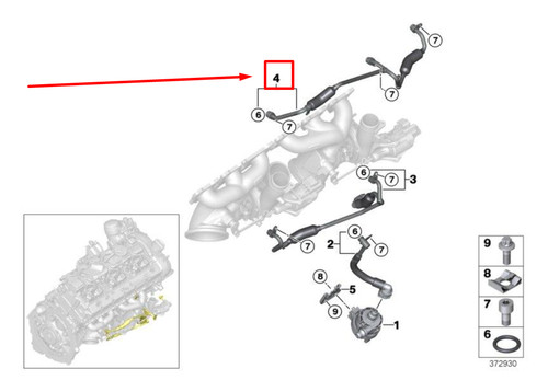 BMW 2 F22,F87 TURBOCHARGER COOLANT RETURN LINE 7848507 11537848507 NO🇺🇸 ...