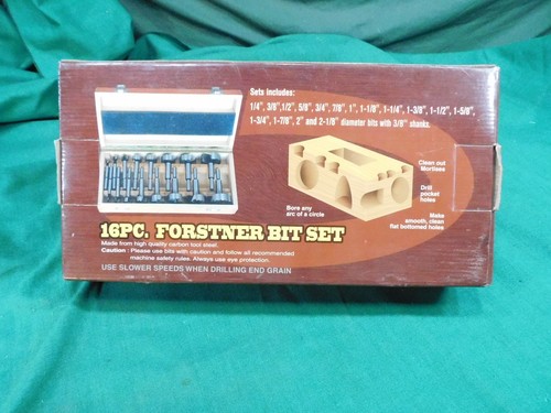 Wood Drill Bits FORSTNER BIT SET at 16 Bits New in Box Wooden Case User ...