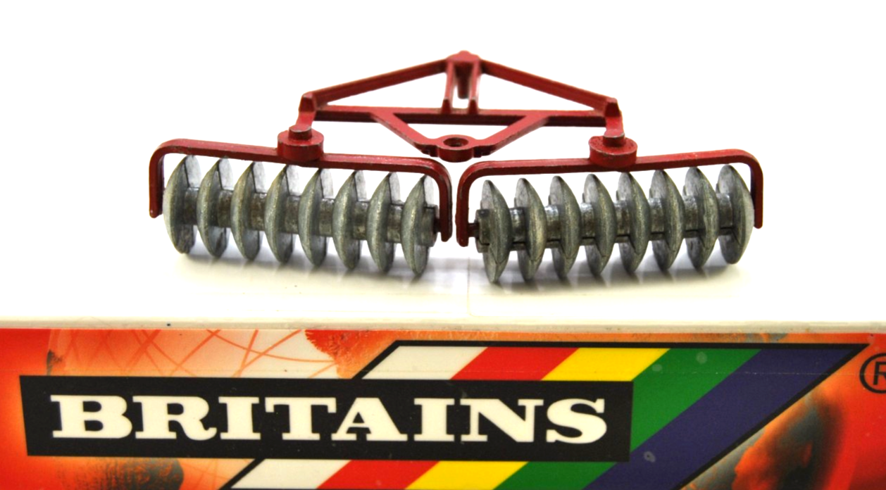 1960* RED 1:32 Britains Farm 9534 DISC HARROW with Die-Cast ROLLERS For ...