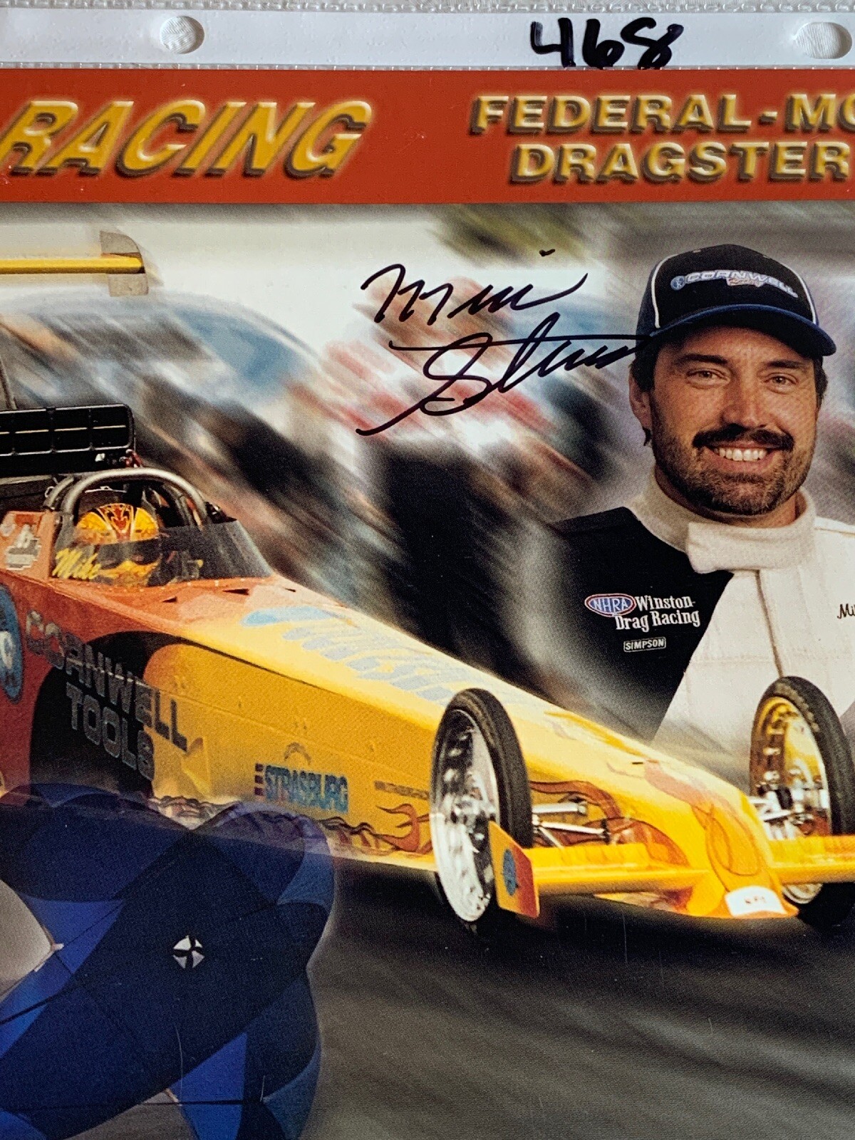 Signed Mike Strasburg Federal Mogul Dragster # 72 NHRA Photo Card 8.5 X ...