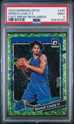 2023 Optic Dereck Lively Fast Brk Neon Green #'d/5 RATED ROOKIE RC PSA ...