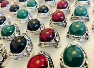 OSAMA Arabic Desert Saudi Mens Unisex Gem Stone Diamonte Ring Black Red ...