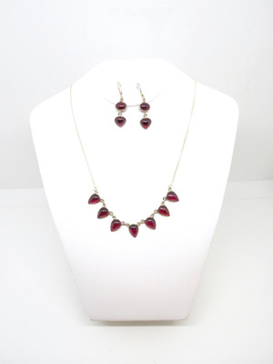 Sterling Silver Garnet Necklace & Drop Earrings Set- Thames Hospice ...
