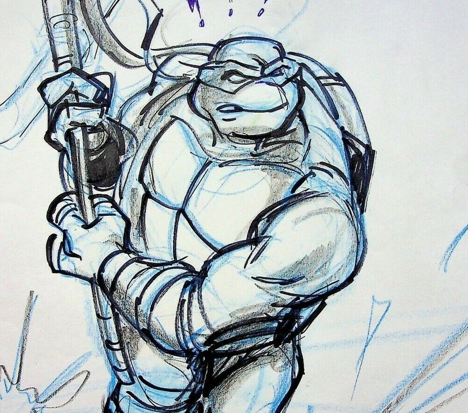 TEENAGE MUTANT NINJA TURTLES Signed Dan Kubat TMNT BW Series Character ...