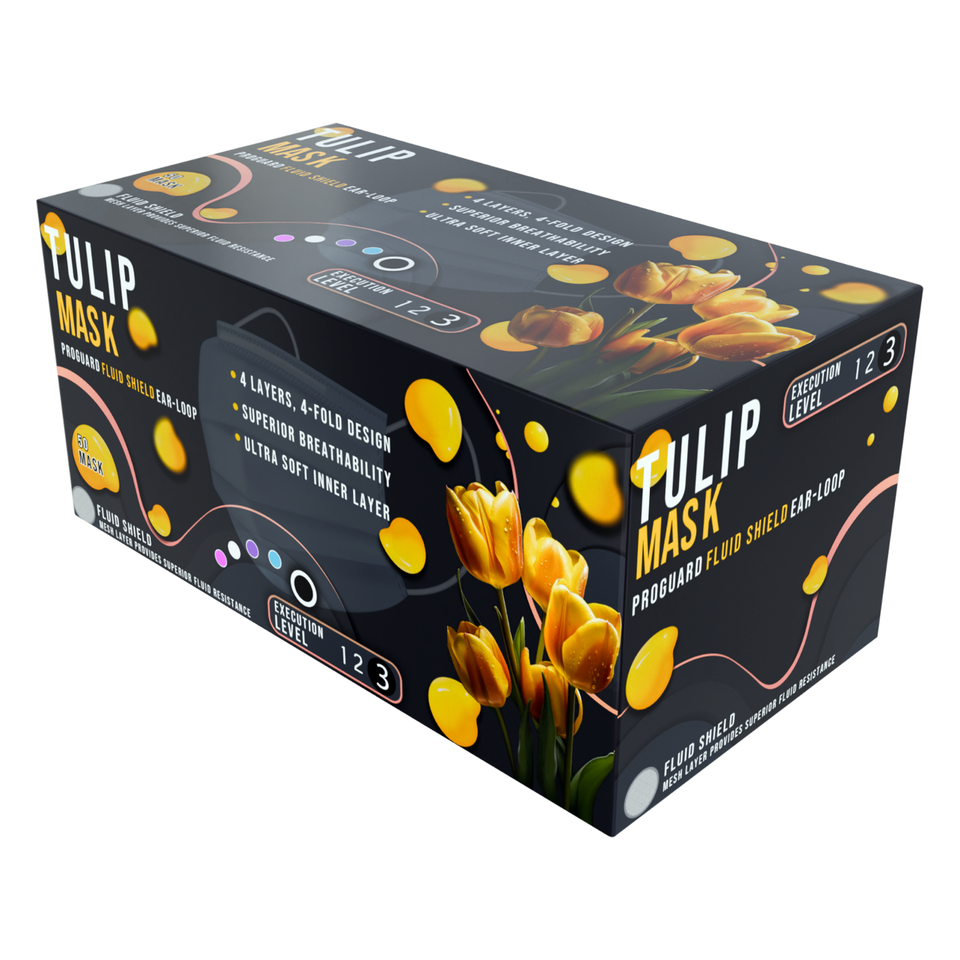 50 Black ASTM Level 3 Face Masks 4-Ply, Disposable Surgical Medical ...