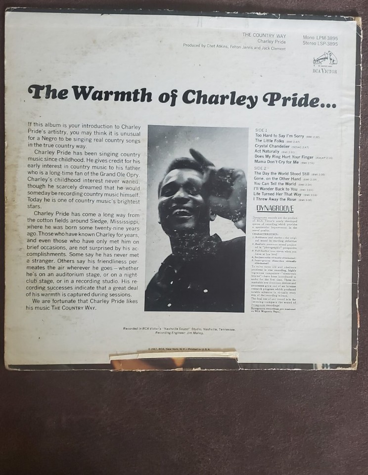 Vintage Charley Pride The Country Way LP Vinyl Record Album LSP-3895 ...