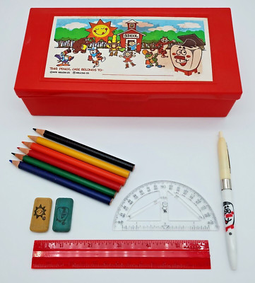 1979 Kellogg's Cereal School Pencil Case & Contents / Erasers Ruler ...