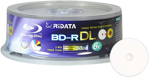 25 Pack Blu-Ray BD-R DL Dual Layer 6X 50GB White Inkjet Hub Printable ...