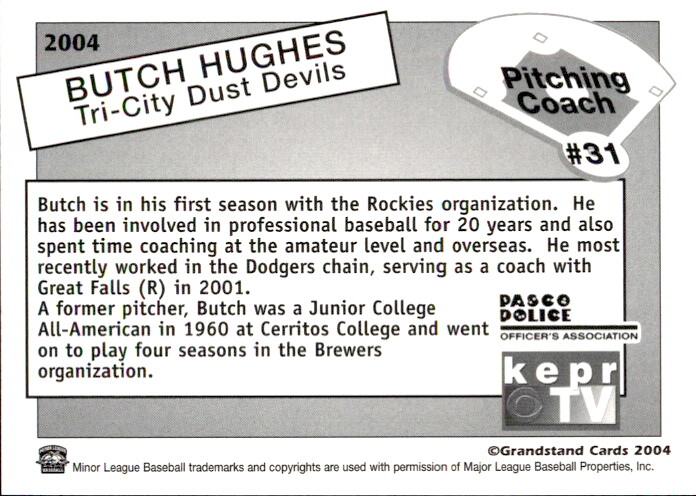 2004 Tri-City Dust Devils #8 Butch Hughes Cerritos College Coach ...