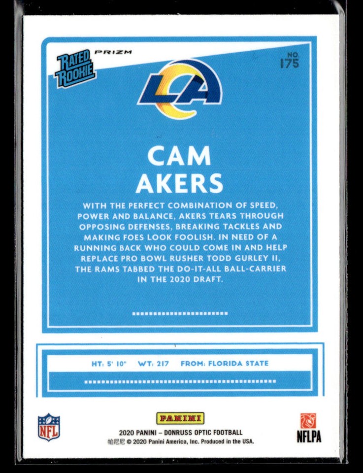 2020 Donruss Optic #175 Cam Akers Blue Hyper Card Los Angeles Rams | eBay