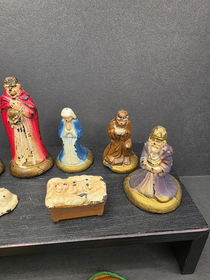 Vintage small Nativity set/10 composition figures Figurines | eBay