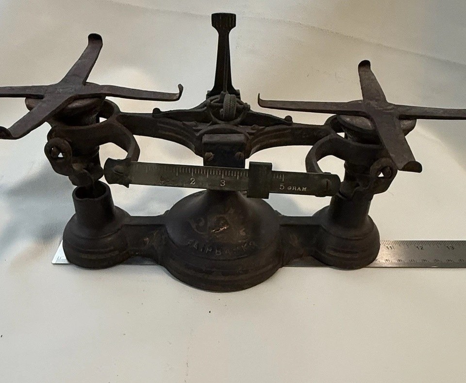 Antique Fairbanks Cast Iron Apothecary Balance Scale Working Ornate | eBay