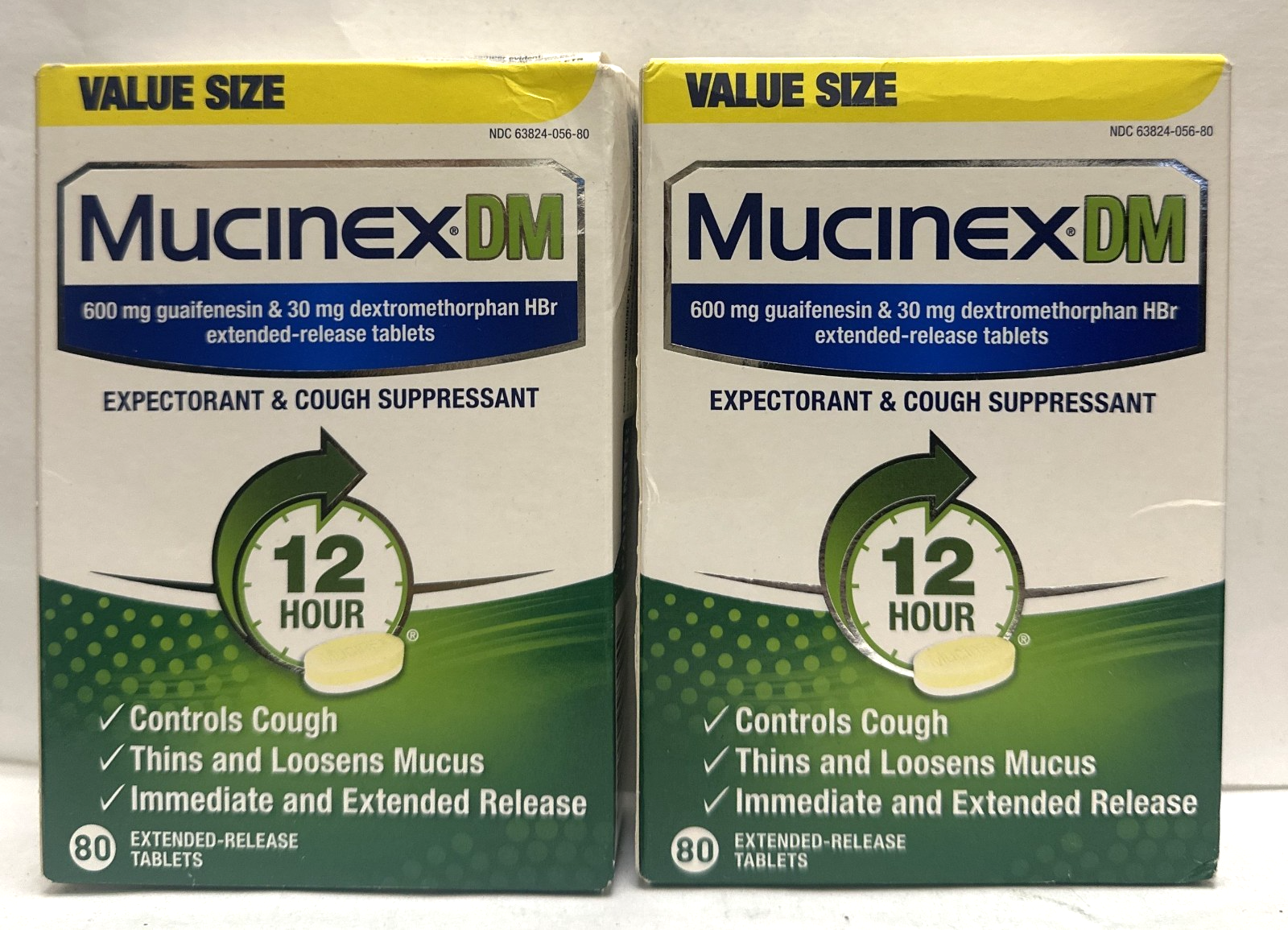 Mucinex DM Expectorant and Cough Suppressant Pack of 2(80 Tablets each ...