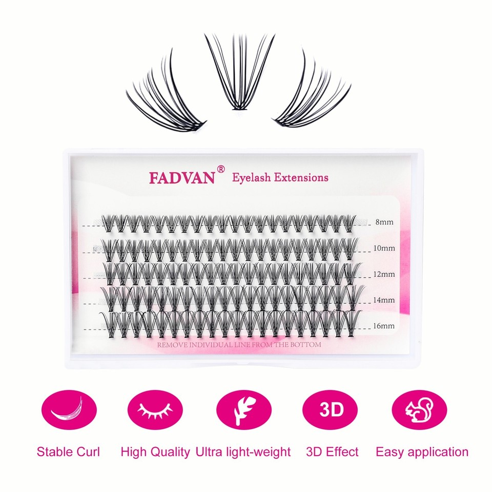 Fadvan Cluster Eyelashes Natural Curl Lash Individual Lashes Thick ...