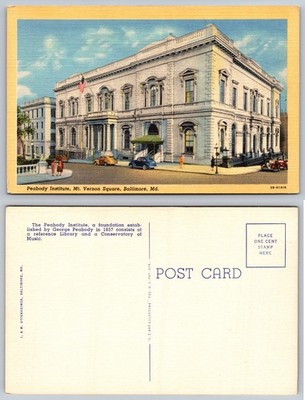 Peabody Institute Mt Vernon Square Baltimore Postcard | eBay