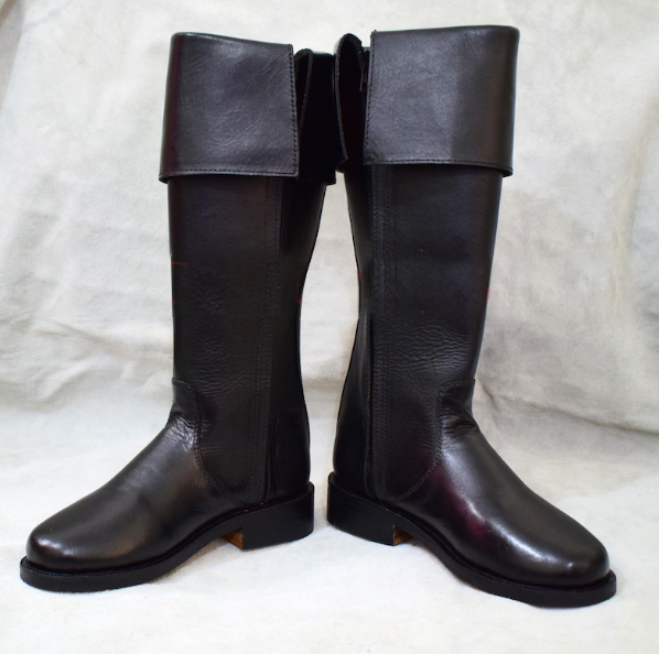 Custom Handmade Pirate Boots Black Genuine Leather Tall Renaissance ...