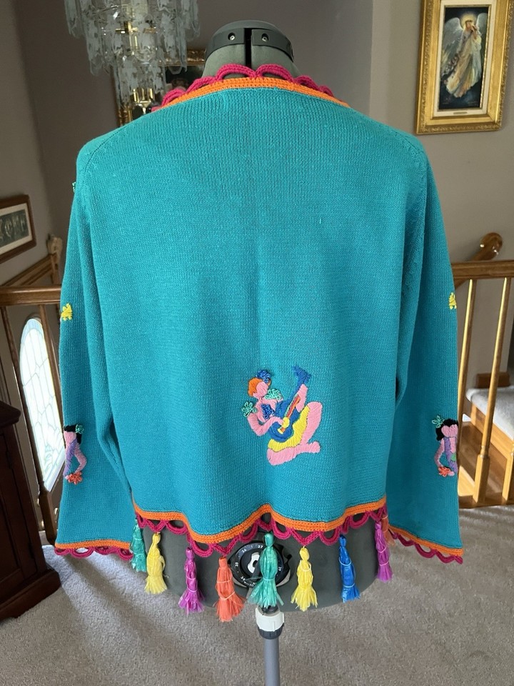 RARE Michael Simon L XL Dancing Hawaiian Women Sweater Christmas Gift ...