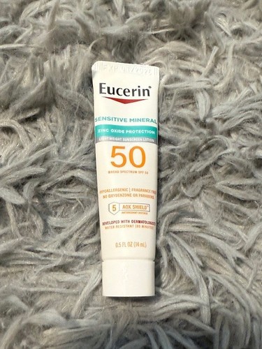 Eucerin sensitive mineral zinc uv sunscreen spf 50 0.5 fl oz | eBay
