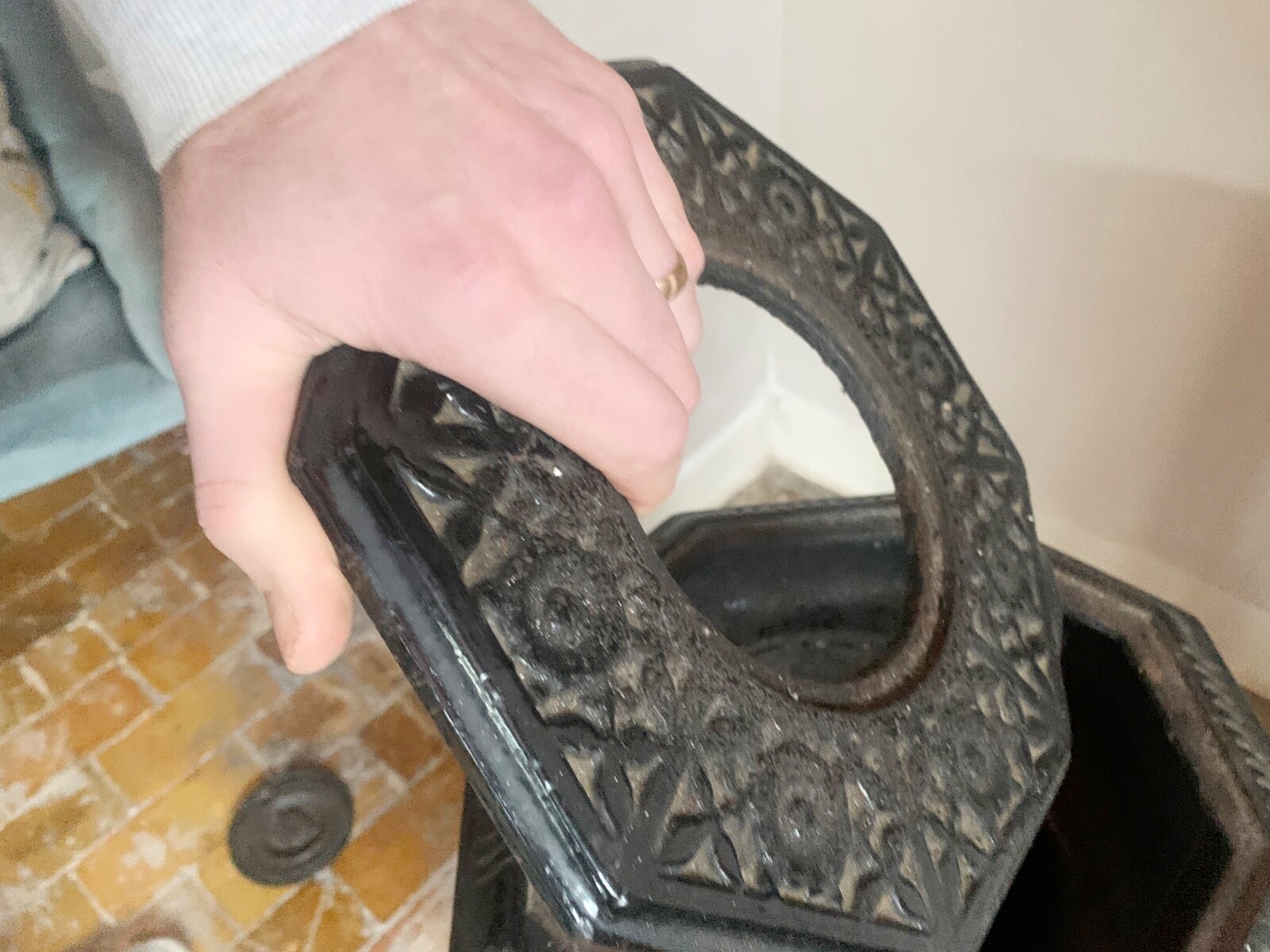 Antique Victorian Cast Iron Pierced Work & Tile Portway The Tortoise ...